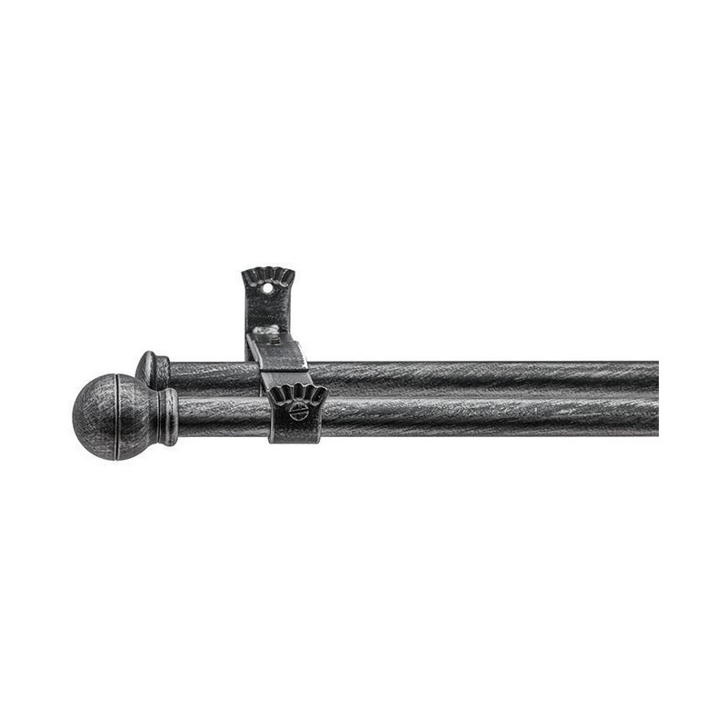 Tringle double fer forgé en kit D20 modèle Sphère (noir) (Noir doré) (Noir cuivré) (Noir argenté ...